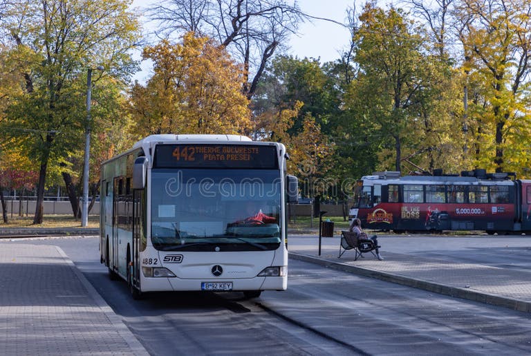 Bucharest Bus in the Fall editorial stock photo. Image of city - 266134058