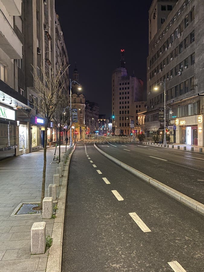 Bucharest, Center, Evening on Calea Victoriei Editorial Stock Image ...