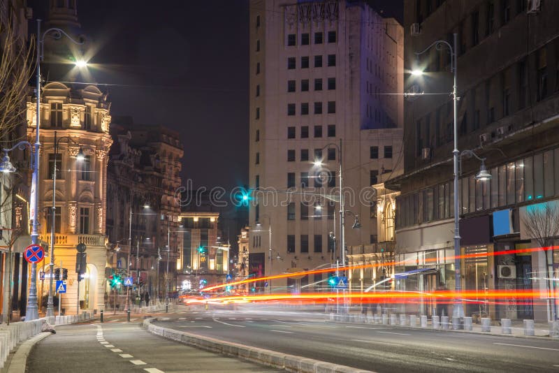 Bucharest Center Night Scene Stock Photo - Image of central, city: 50704924