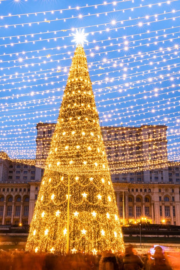 Bucharest Christmas Market at Night Stock Photo - Image of decoration ...
