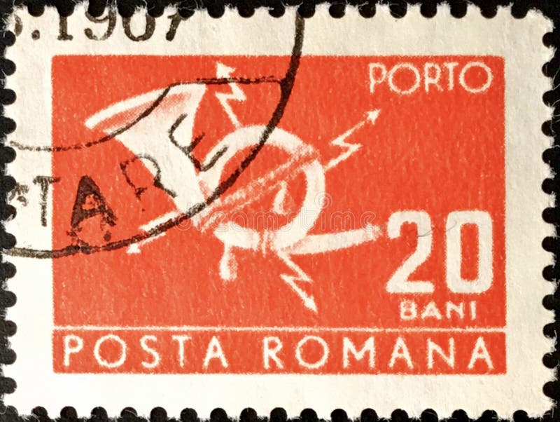 Romanian Post Office Stamp of the General Post Office and Post Horn ...