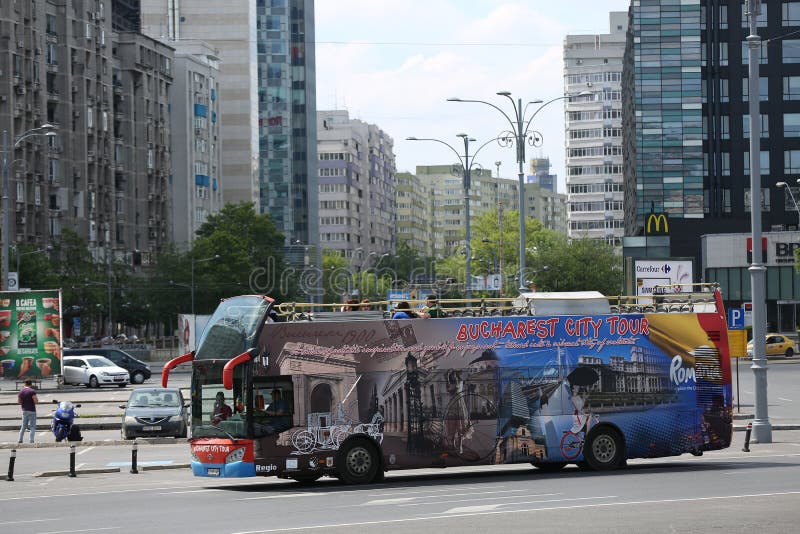 Bucharest tour bus editorial stock image. Image of front - 47830264