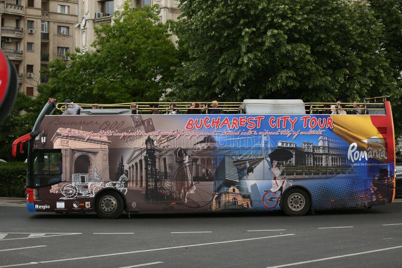Bucharest tour bus editorial stock image. Image of front - 47830264