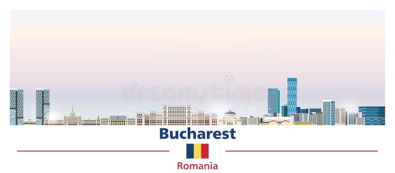Bucharest Cityscape on Beautiful Gradient Colorful Sky Background ...