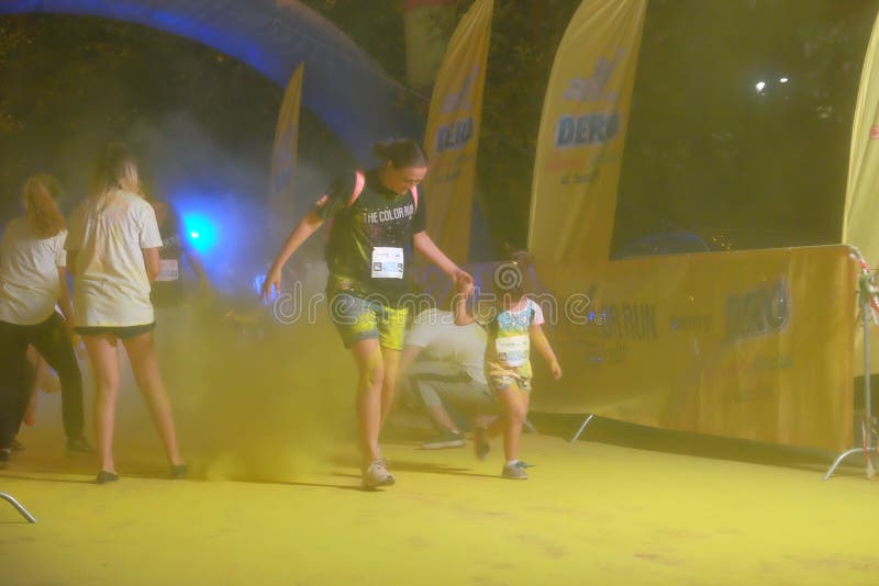 Bucharest Color Run Night editorial stock photo. Image of teen - 77056503