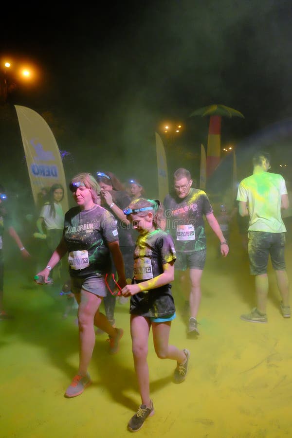 Bucharest Color Run Night editorial image. Image of brother - 77056770