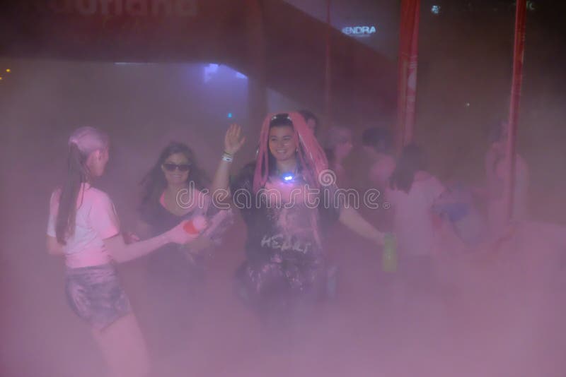 Bucharest Color Run Night editorial image. Image of blur - 77056935