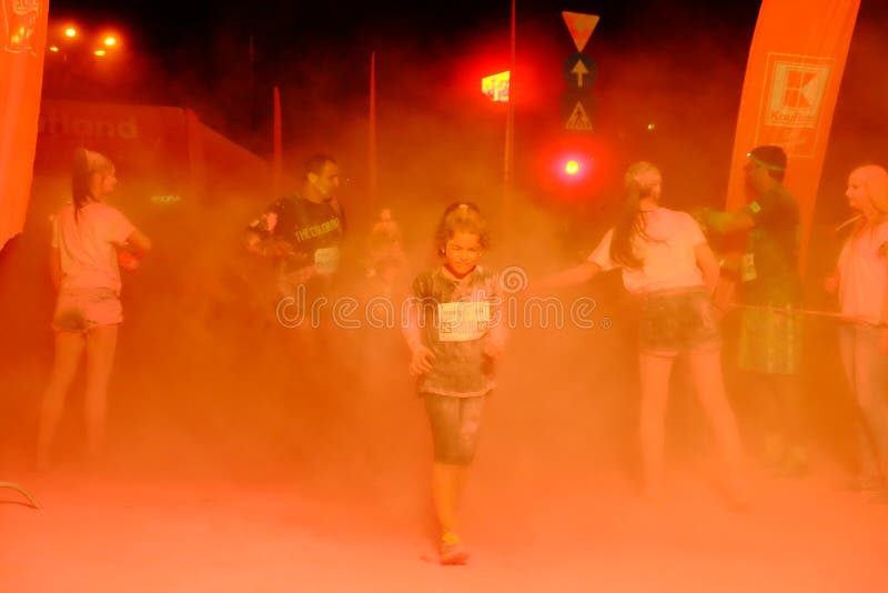 Bucharest Color Run Night editorial image. Image of paint - 77057045