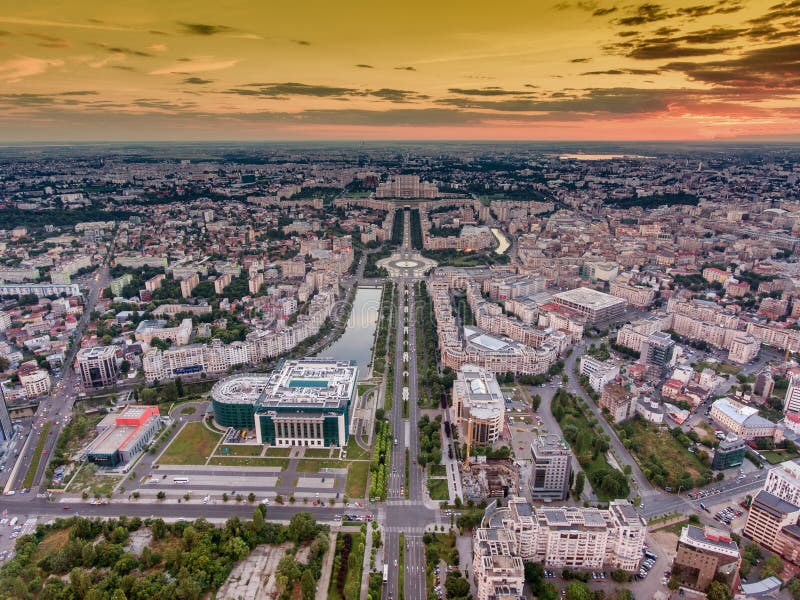 Bucharest from Helicopter Aerial View Stock Image - Image of view ...