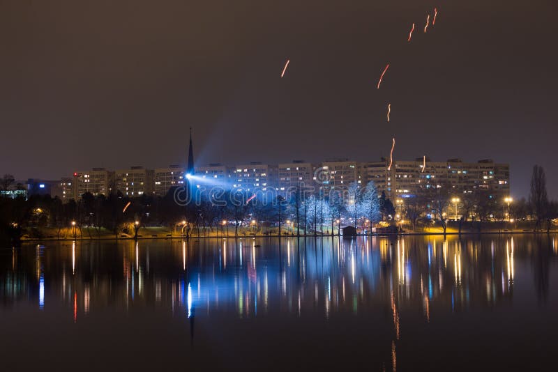 Bucharest Lake Vacaresti and Buildings Stock Photo - Image of city ...