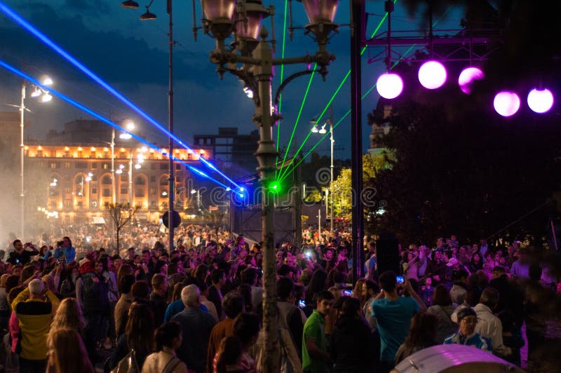 Bucharest Lights Night 2015 Editorial Stock Photo - Image of crowd ...