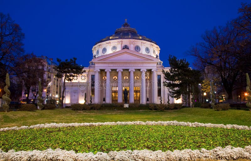 Bucharest by Night - Athenaeum Stock Photo - Image of cupola, ateneu ...