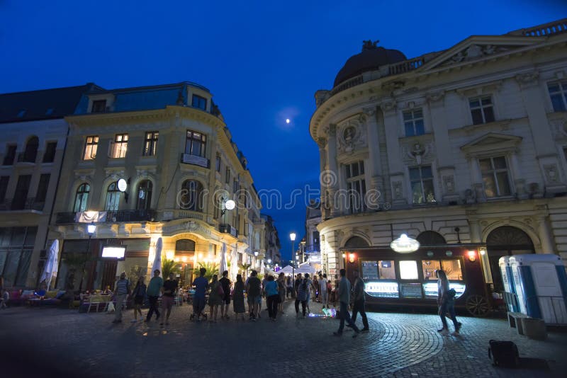 Bucharest Old City at Night , Romania Editorial Image - Image of ...
