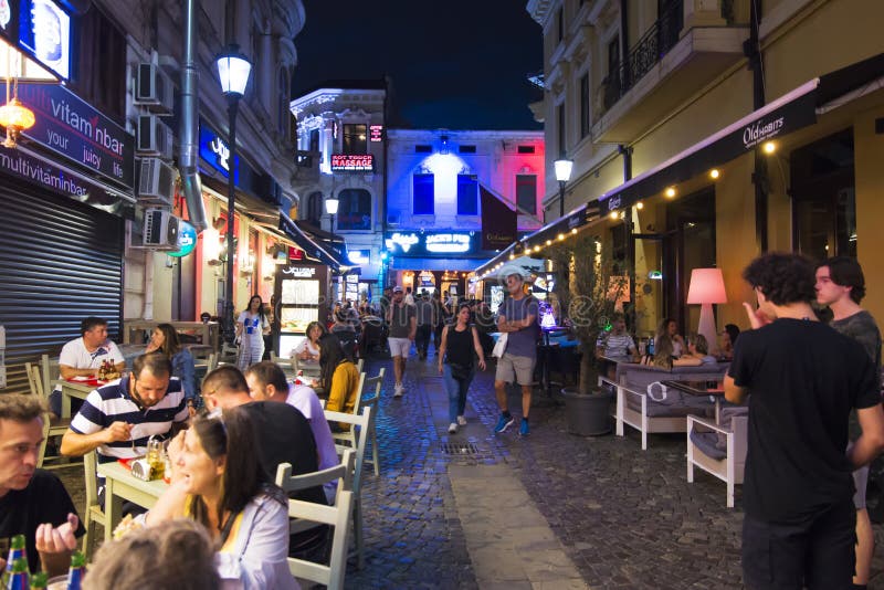 Bucharest Old City at Night , Romania Editorial Photography - Image of ...