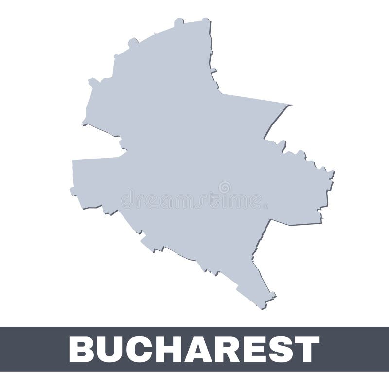 Bucharest Outline Map. Vector Map of Bucharest City Area Borders with ...