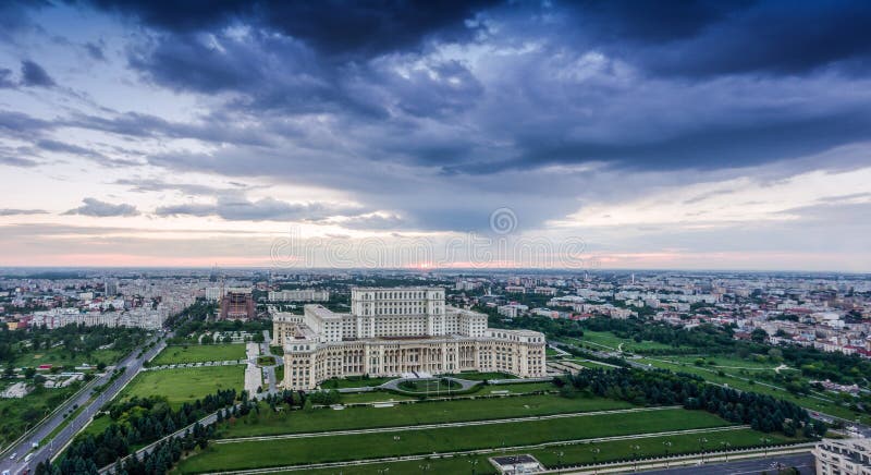 Panoramic Bucharest City Skyline in Romania, Black and White Version ...