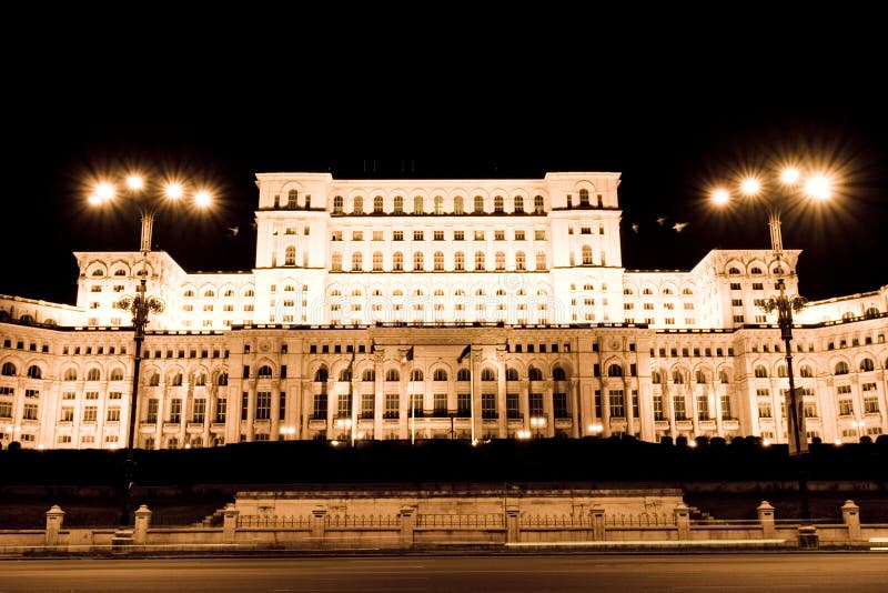 Bucharest Parliament Palace Stock Photo - Image of grand, night: 2795766