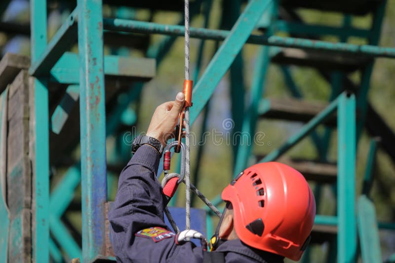 Firefighters are Rappelling Editorial Stock Image - Image of racing ...