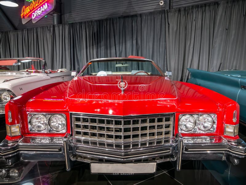 Front View with a Red Cadillac Eldorado from 1973 Editorial Photo ...