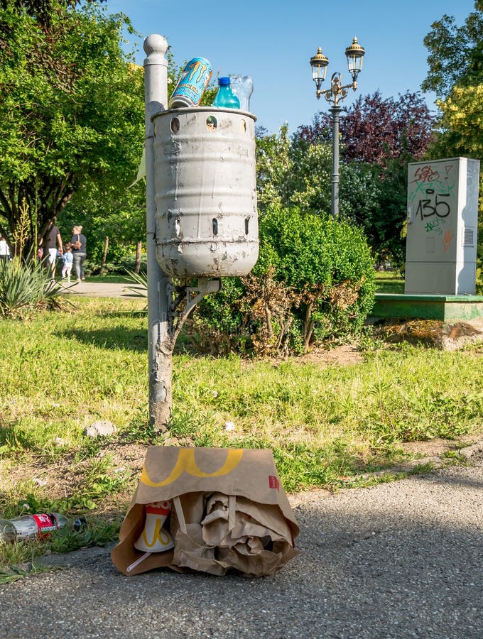 Bucharest/Romania - 05.30.2020: Garbage Bin Full of Trash. Overflowing ...
