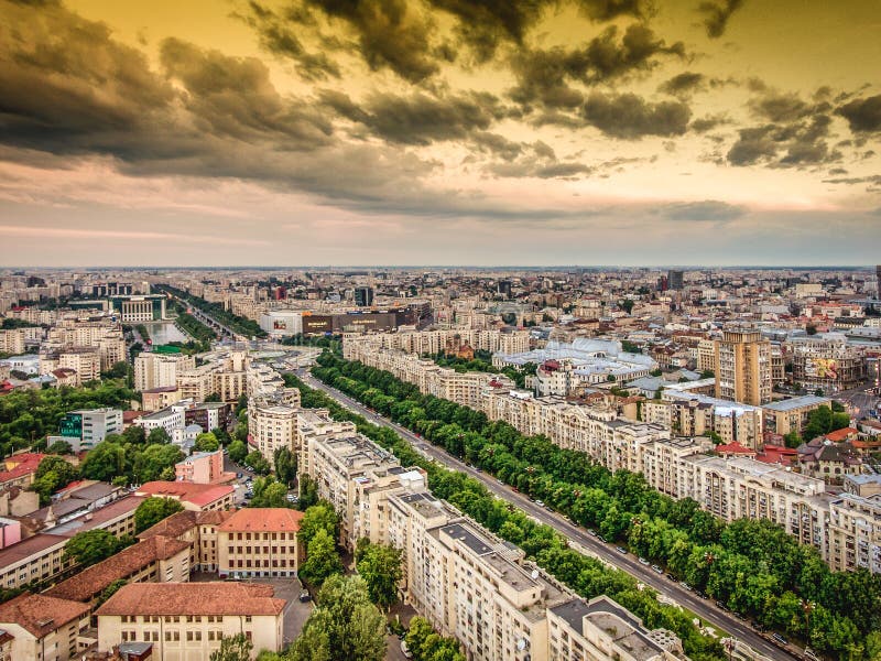 Bucharest, Romania - 22 May 2017: Bucharest City Center Aerial View ...