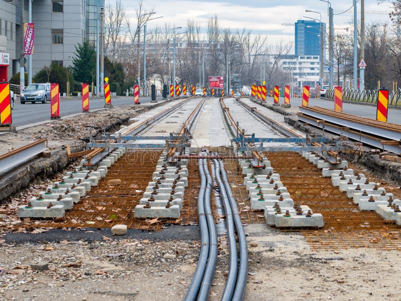 New Tramway Track Under Construction in Bucharest Editorial Image ...