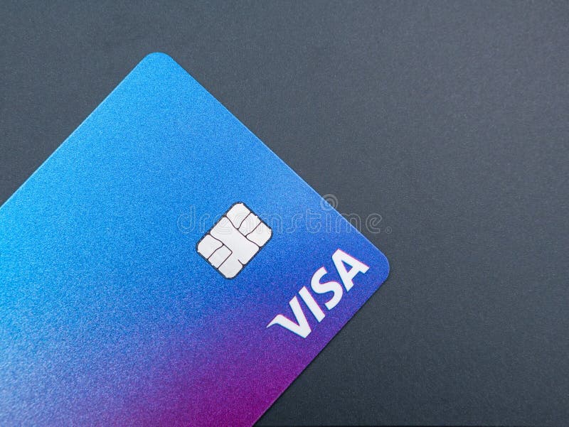 Visa Credit or Debit Card on Grey Background. Online Electronic ...