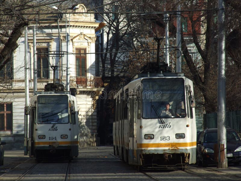 Bucharest s trams editorial photo. Image of perspective - 63317441