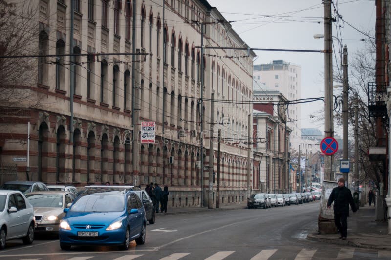 Bucharest street editorial photo. Image of parking, romanian - 50699321