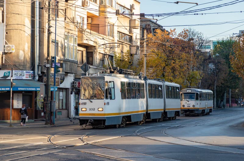 Bucharest Tram editorial stock image. Image of windows - 265276609