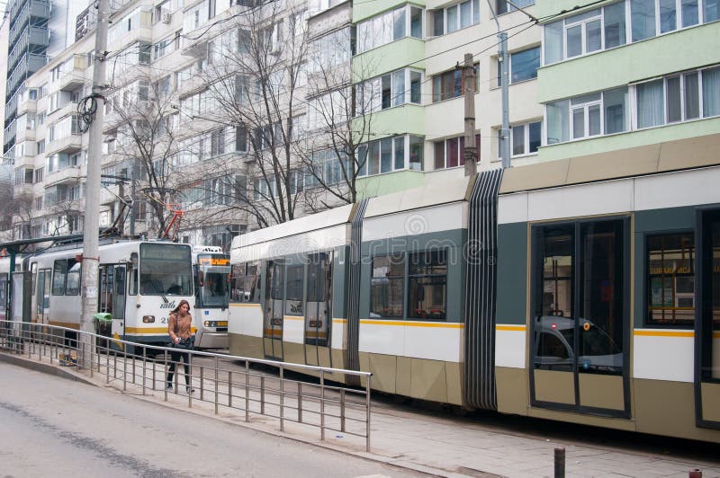 Trams in Bucharest editorial image. Image of steel, cable - 77056445