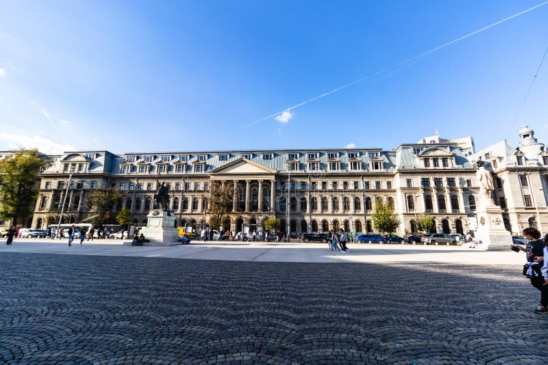 Bucharest University from the University Square in Bucharest, Romania ...