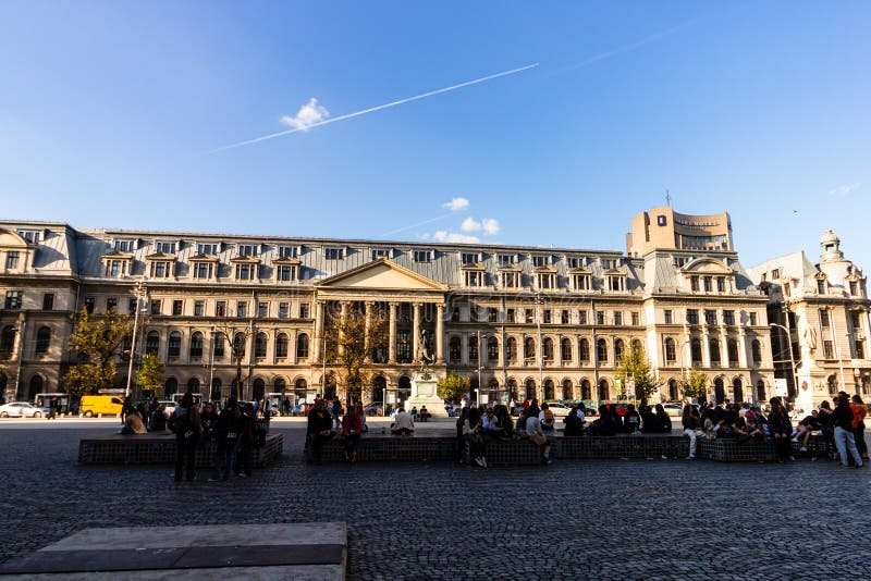 Bucharest University from the University Square in Bucharest, Romania ...