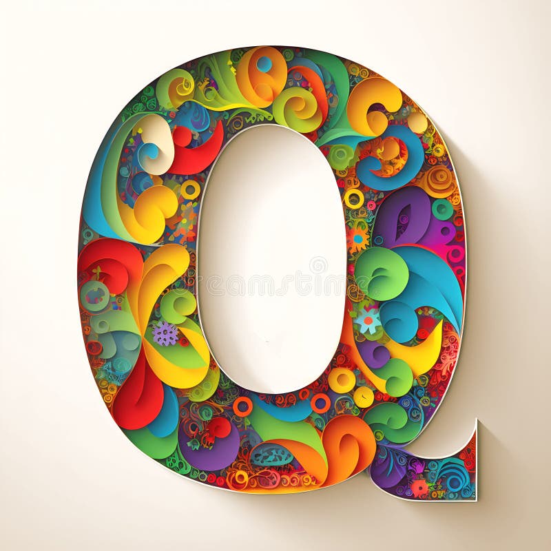 Buchstaben q Paperschnitt. stock abbildung. Illustration von serife ...