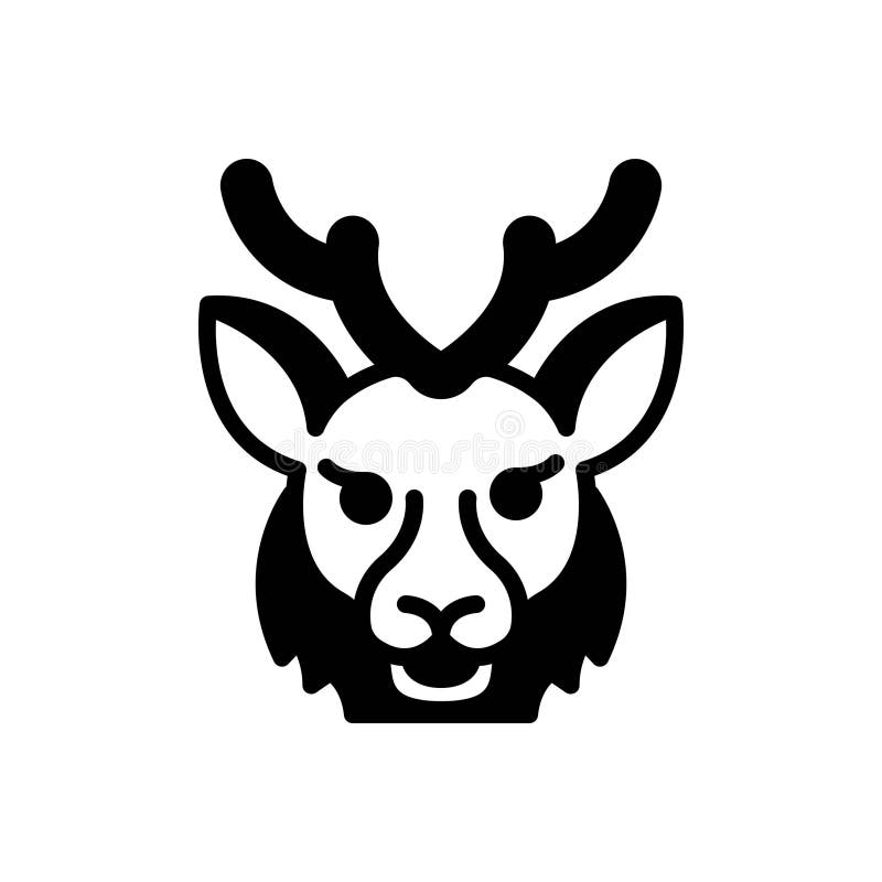 Black Solid Icon for Buck, Deer and Animal Stock Vector - Illustration ...