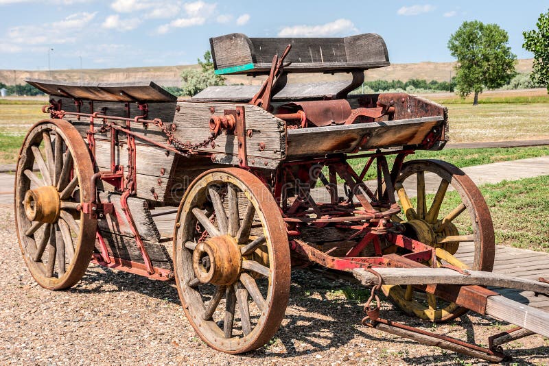 Buckboard Wagon stock image. Image of wood, horn, weathered - 27432995