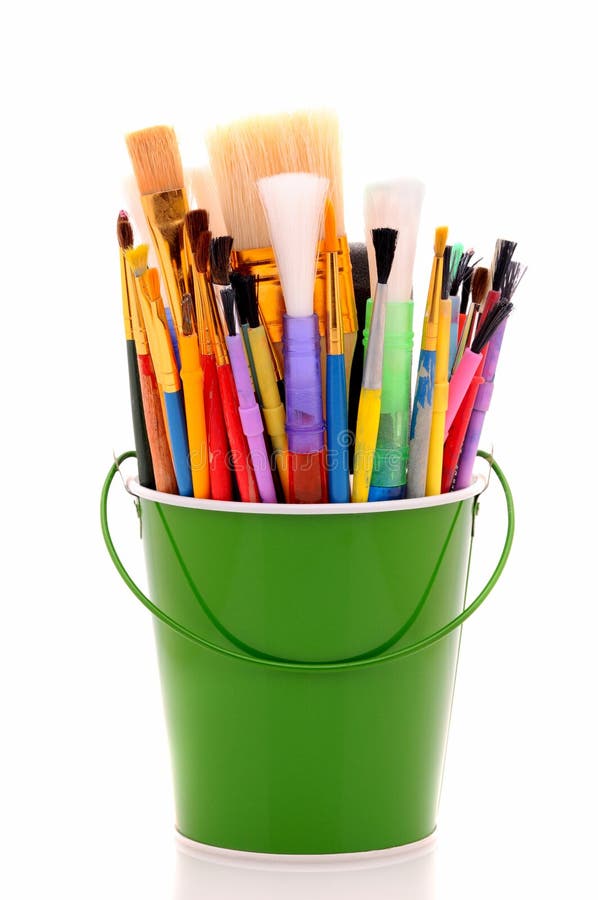 Bucket of Artist Brushes stock photo. Image of array - 15751454