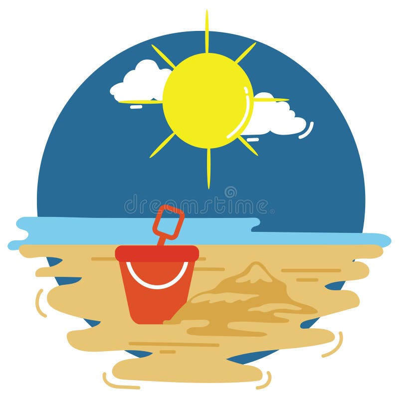 Bucket on Beach. Vector Illustration Decorative Design Stock Vector ...