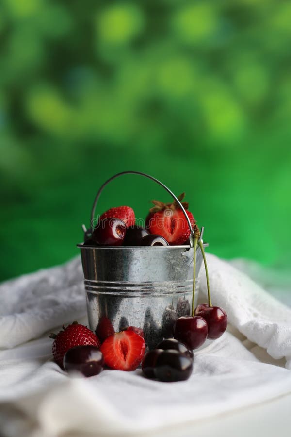 Bucket with berries stock photo. Image of berries, garden - 55755676