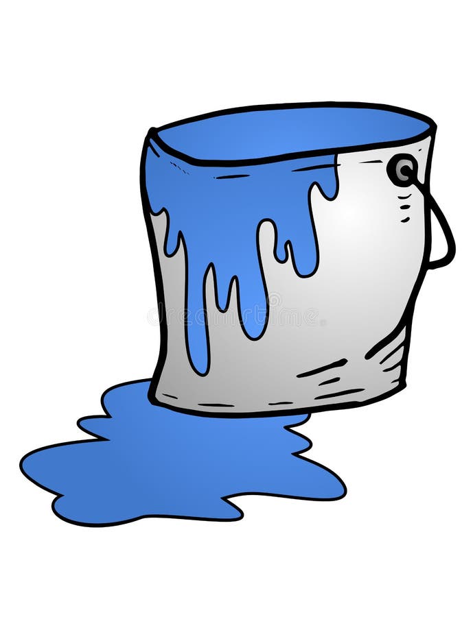 Bucket with blue paint stock illustration. Illustration of painting ...