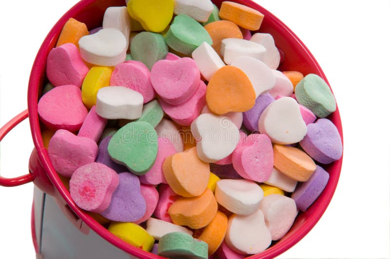 Bucket of Candy Valentine S Hearts - Close-up Editorial Photography ...