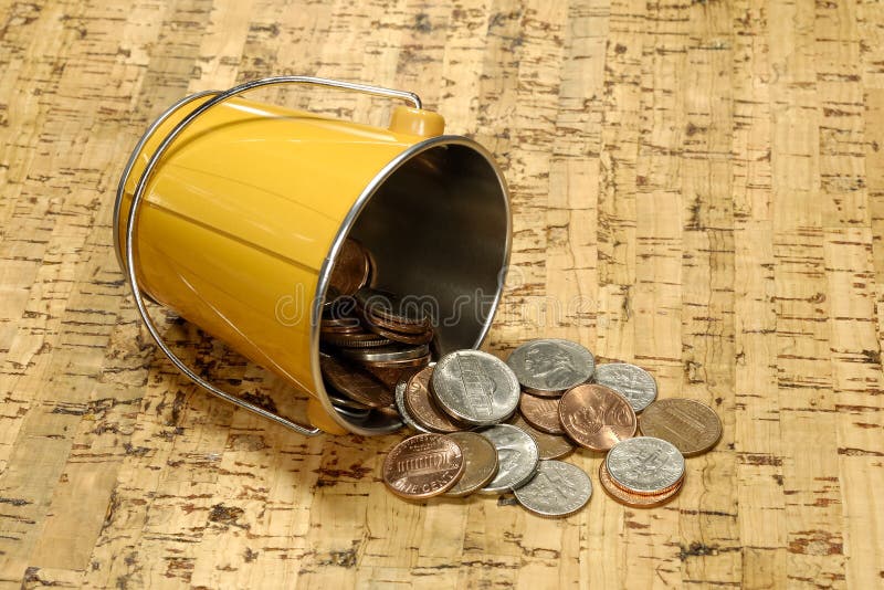 Full Bucket of Golden Coins Stock Photo - Image of loan, isolated: 1702252