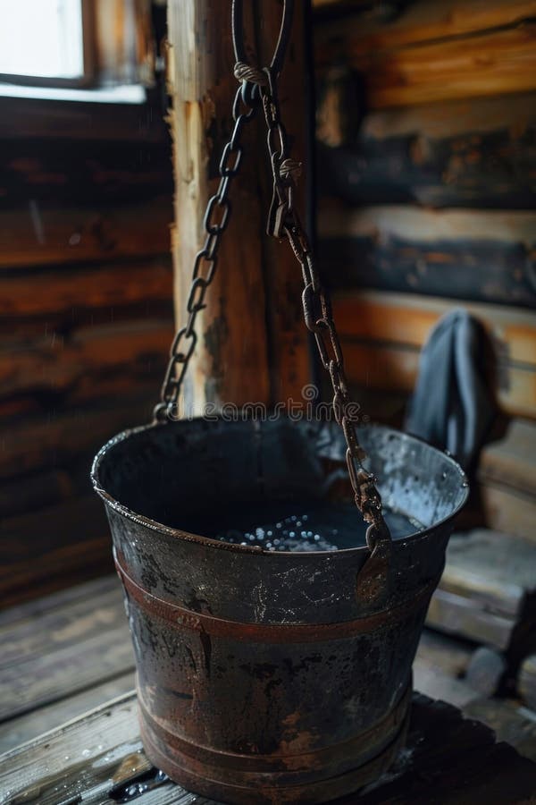Bucket with chain stock image. Image of agriculture - 375570045