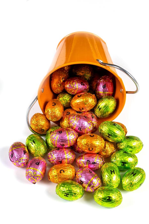 Bucket of Chocolate Eggs for Easter Stock Image - Image of colorful ...