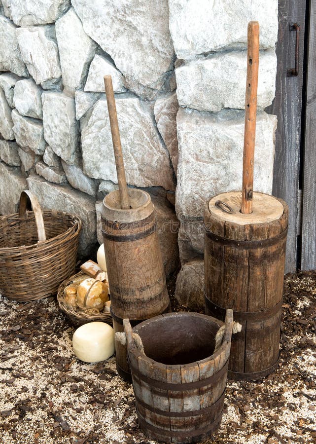 Bucket and churn tools stock photo. Image of cheese, display - 57937078