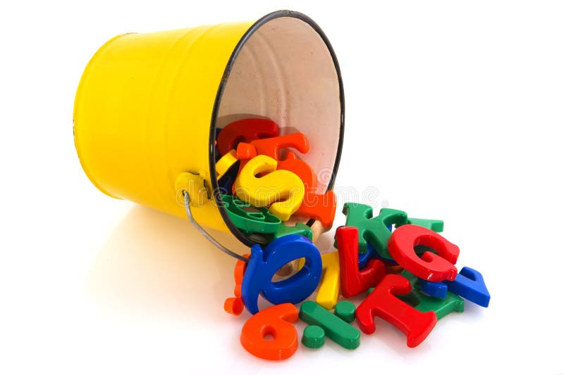 Bucket ciphers and letters stock photo. Image of education - 16443634