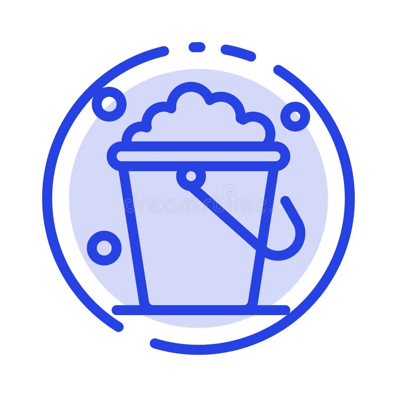 Bucket, Cleaning, Floor, Home Blue Dotted Line Line Icon Stock Vector ...
