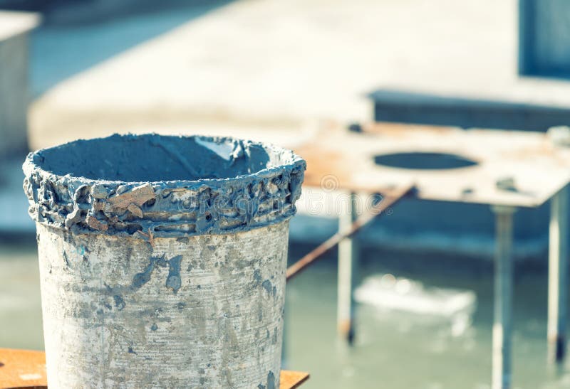 Bucket of Concrete on Construction Site Stock Photo - Image of ...