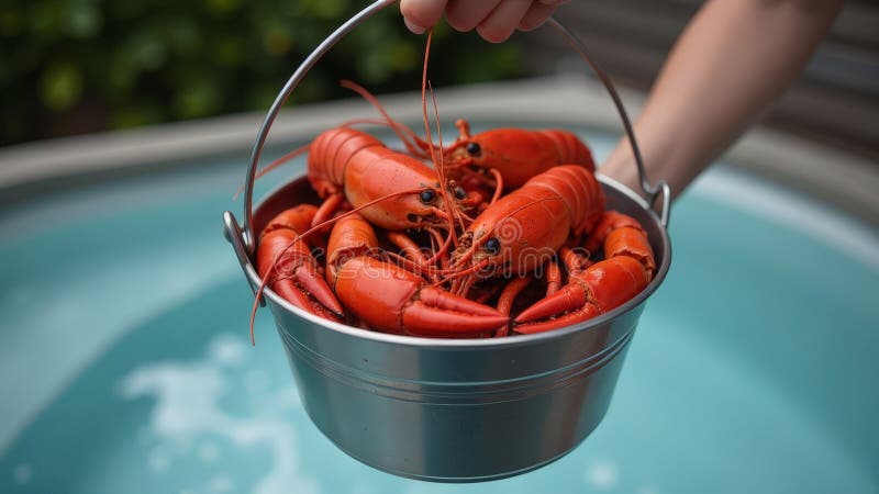 A Bucket of Delicious Crayfish Stock Illustration - Illustration of ...