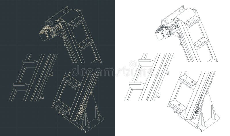 Bucket elevator drawings stock vector. Illustration of equipment ...